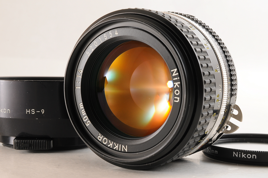【MINT】NIKON AIS NIKKOR 50mm F/1.4 MF Standard Prime Camera Lens +HS-9 ...